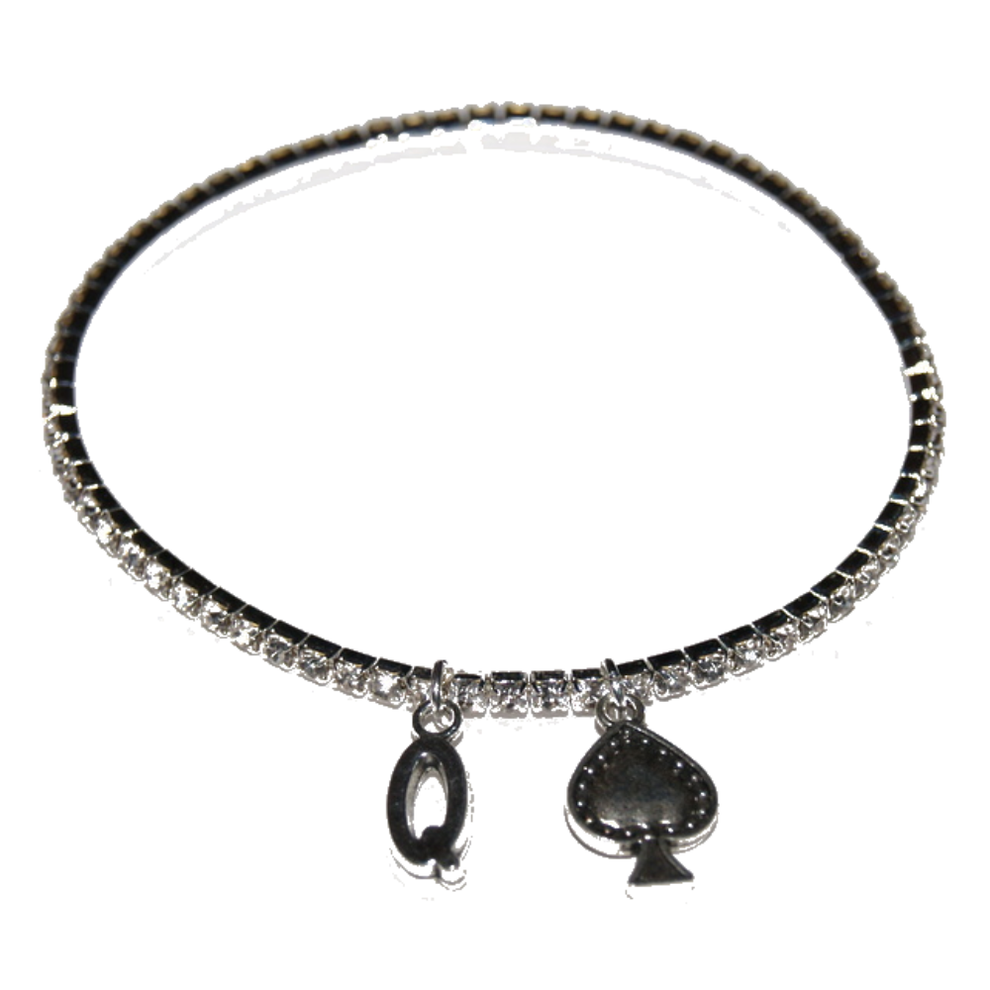 1 Row Silver Rhinestone Queen Of Spades Anklet Ankle Chain – Sexy ...