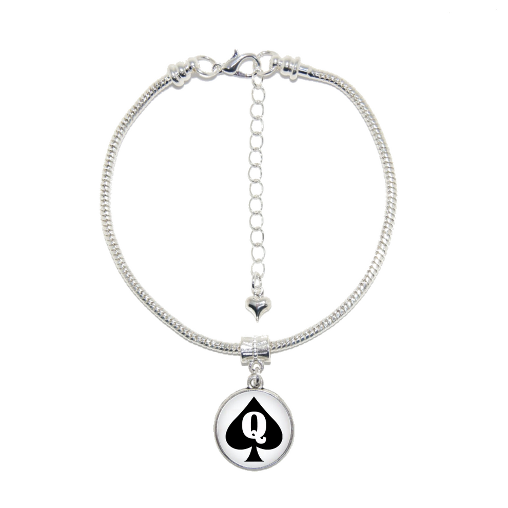 Queen Of Spades QOS Dome Charm Silver Euro Anklet Ankle Chain - Style ...